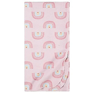 Gerber Girls Newborn Infant Baby Toddler Nursery 100% Cotton Flannel Receiving Swaddle Blanket, Rainbows Pink, Pack of 5