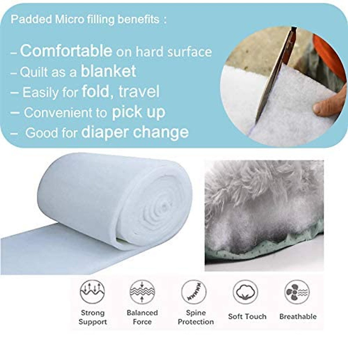 Little Grape Land Baby Play Mat for Floor, Tummy Time Mat Newborn Raccoon Themed, Activity Gym Play Mat for Babies Toddlers Infants