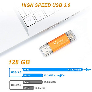 Kavolen 3 in1 128GB High Speed Photo Backup Stick for Android Phones&PC&Laptop. Photo-Memory-Stick-for All Samsung Galaxy Phones.LG,Google Pixel, Huawei, Moto etc.