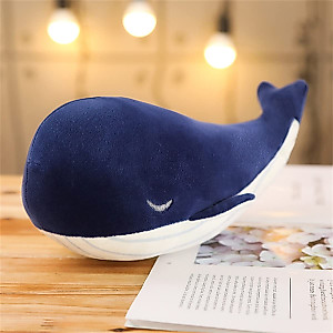 LVPU Down Cotton Soft Simulation Big Blue Whale Dolphin Doll Plush Toy