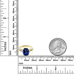 Gem Stone King 14K Yellow Gold 10X8MM Oval Gemstone Birthstone and White Diamond Engagement Ring | Wedding Anniversary Promise Gold Ring For Women | Size 5,6,7,8,9