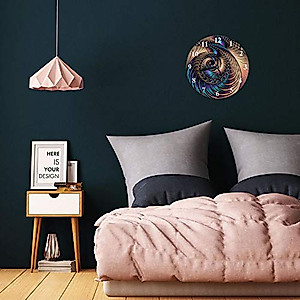 HGOD DESIGNS Fractal Round Wall Clock,Abstract Fractal Patterns and Shapes with Flowers and Spirals Round Wall Clock Home & Garden Wall Decorative for Bedroom Office School Art(10")
