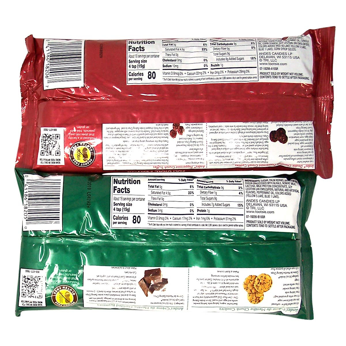 Christmas Chocolate Baking Chips Holiday Mint and Peppermint Crunch Bite Size Chocolates, Assorted Flavor, Pack of 2