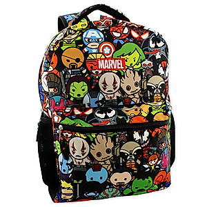 Marvel Kawaii Avengers Boys Girls 16" School Backpack (One Size, Black/Multi)