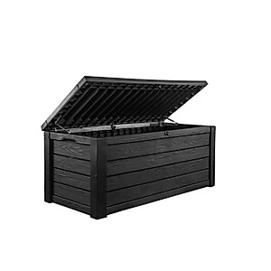 Keter Westwood 150 Gallon Plastic Outdoor Furniture Storage Deck Box, Dark Gray