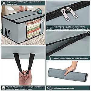 GARPROVM 3PCS Large Storage Bags, Clothes Storage Bag with Lids and Handle, Foldable Closet Organizer Storage Oxford Bag cloth for Clothing Sweaters Comforter Blanket Pillows Toys, Light Grey