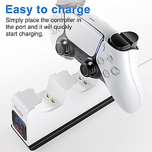 PS5 Controller Charging Station with Fast Charging AC Adapter, HEYSTOP Safety PS5 Controller Charger, Dualsense Charging Station for Playstation 5 with Intelligent Chip Protection