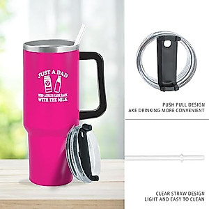 liabiliies 40 oz Tumbler with Handle and Straw Just A Dad Who Always Came Back With The Milk Tumbler Personalized Tumblers with Lid and Straw Insulated Tumbler Stainless Steel Tumblers