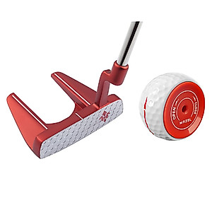MAZEL Golf Putter with Red Grip & Golf Putting Ball,Bundle of 2