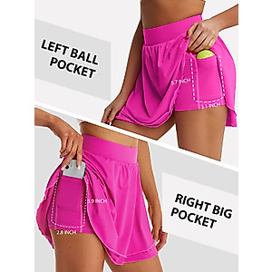 V FOR CITY Athletic Tennis Skirt for Women High Waist with Shorts Pockets Running Golf Skorts Skirts Hot Pink