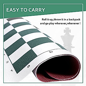 Portable Chess & Checkers Set, Tournament Chess Mat with Storage Bag, Folding Roll Up Chess Set Travel Chess Set for Kids and Adults(Size:34cm)