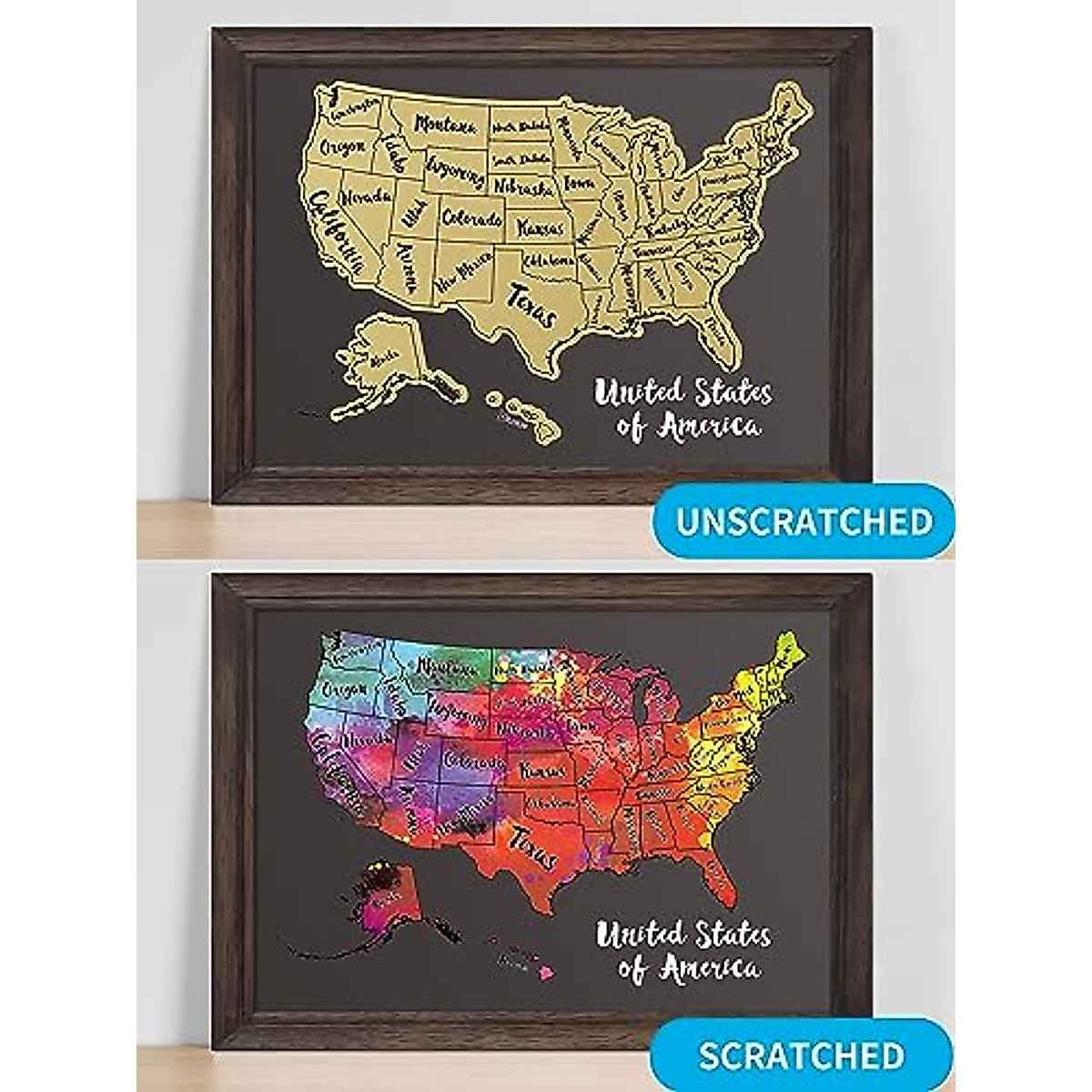 JARLINK Scratch Off USA Map Poster, 12x17 inches United States Map with Unique Accessories Set, Personalized Travel Poster, Gift for Travelers