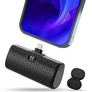 GIN FOXI Portable Charger for iPhone, 22W PD Super Fast Charging Upgraded 5000mAh Small Portable Charger Power Bank Smart LCD Display Mini Portable Phone Charger Battery Pack for iPhone Airpods, Black