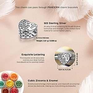 NINAQUEEN Religious Cross Charms Fits Charms Bracelets 925 Sterling Silver Charm with GOD All Things Are Possible Beads Necklace Faith Prayer Love Heart Christmas Gifts for Her Wife Daughter Mother