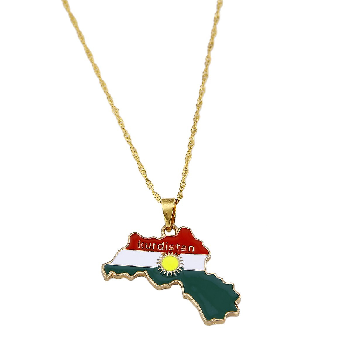 Kurdistan Region Map Pendant Chain Kurdish Gold Koerdistan Jewelry