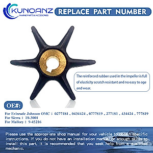277181 434424 Water Pump Impeller For Evinrude Johnson 3/4/5/5.5/6/7.5 HP 2 Stroke Outboard Sierra 18-3001 0277181 0434424 0777819 3HP 4HP 5HP 5.5HP 6HP 7.5HP