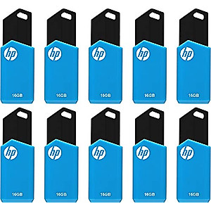 HP 16GB v150w USB 2.0 Flash Drive 10-Pack, Blue