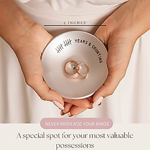 PureRejuva 10th Anniversary Tin Gifts – 4 In, Engraved, Aluminum Wedding Ring Holder Dish & Gift Box – 10 Year Anniversary for Him & 10 Year Anniversary for Her Smooth Style