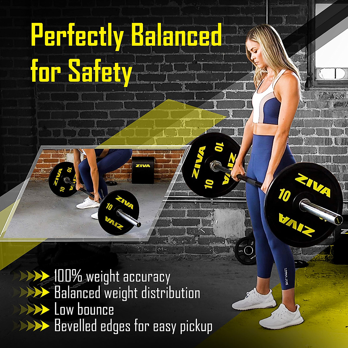 ZIVA Rubber Bumper Weight Plate - One Piece 10 lbs. Strength Training Plate - Fits 2” Olympic Bars - Precision-Calibrated Iron Weight, Ultra Durable Premium Virgin Rubber Coating - Low Bounce (10)