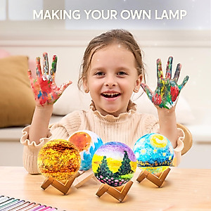 Klever Kits DIY 3D Moon Night Light, Paint Your Own Moon Lamp Kit Galaxy Lamp Arts and Crafts Kit, School Activities, Birthday Gifts for Kids Girls Boys