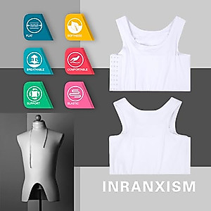 INRANXISM Chest Binder for Women FTM Cotton Binder Trans Hook Binder Bra for Transgender Tank Top (Large, White)