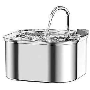 NautyPaws Cat Water Fountain, 3.2L/108oz Automatic Stainless Steel Pet Fountain Dog Water Dispenser with Super Quiet Design - Ideal for Cats, Dogs, and Multiple Pets - Dishwasher Safe