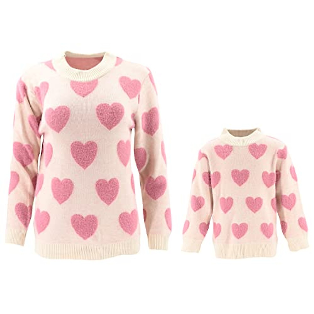 Unique Baby Womens Mommy and Me Valentines Crewneck Knit Sweater (Lrg, Grey)