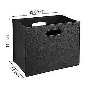 HofferRuffer Magazine Basket Holder, Foldable Magazine Rack, Document File Holder Organizer, File Folder, Newspaper Storage Bin Organizer for Home or Office(Black)