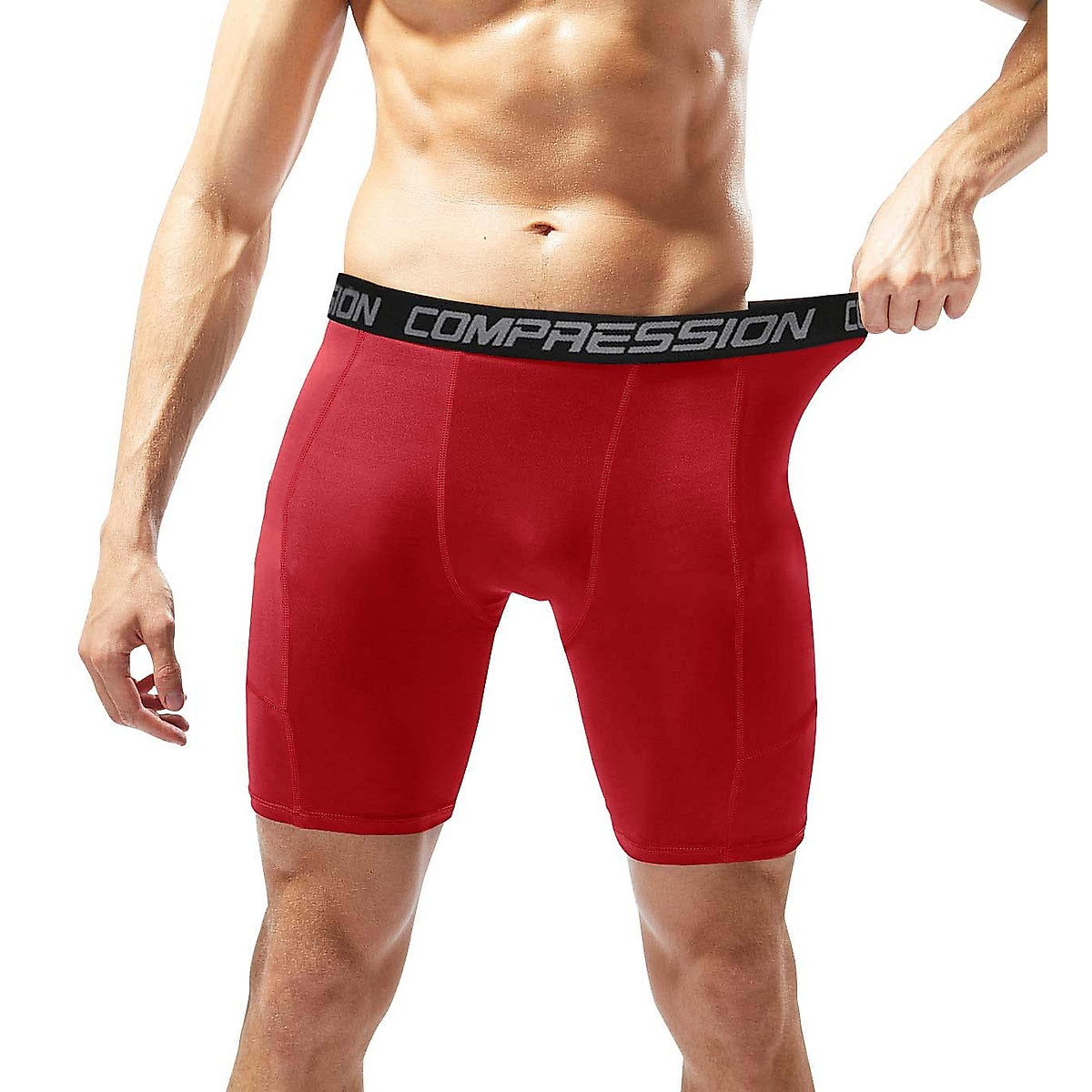 Holure Men's 5 Pack Performance Compression Shorts Athletic Running Underwear Black/Camo Grey/White/Navy/Red 17-L