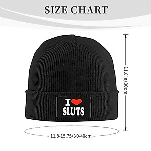 I Love Sluts Beanie Hat Men Skull Cap Women Winter Warm Hat Knitted Hat Slouchy Stocking Hat Knit Stretchy Cap Black