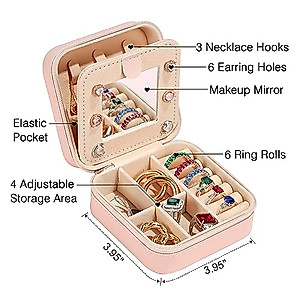 Parima Mothers Day Gifts for Mom - Travel Jewelry Case | Travel Essentials Travel Jewelry Box | Travel Jewelry Organizer | Earring Organizer Ring | Travel Gifts for Women - Letter D, Pink