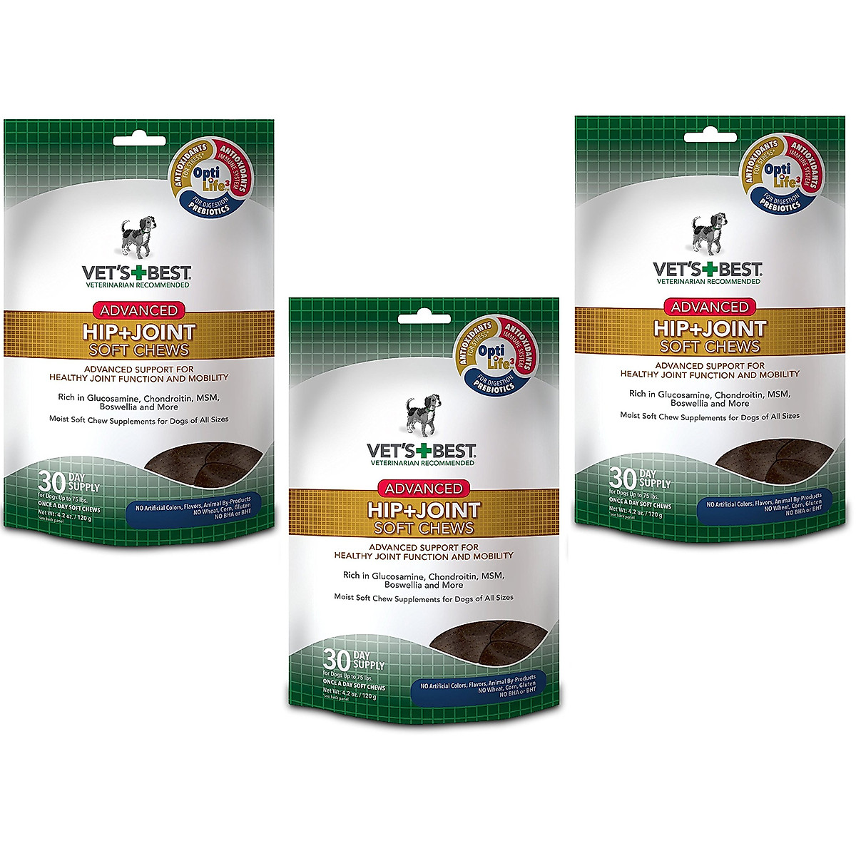 Vet's Best (3 Pack) Advanced Hip & Joint Soft Chews Dog Supplements, Each a 30 Day Supply