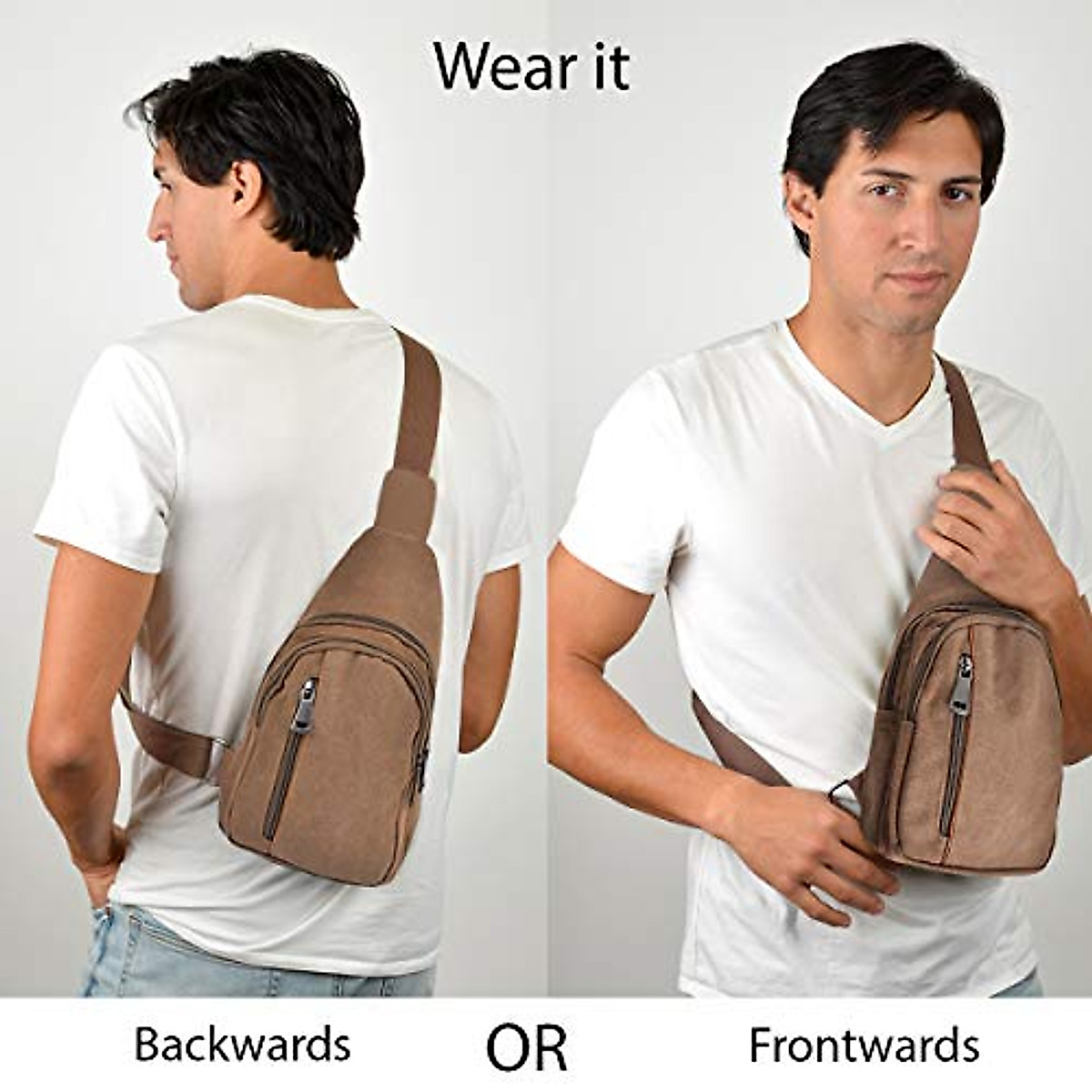 WESTEND Crossbody Canvas Sling Bag with Adjustable Strap-Travel Small Daypack