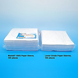 100 Pack Maxtek Premium Thick White Paper CD DVD Sleeves Envelope with Window Cut Out and Flap, 100g