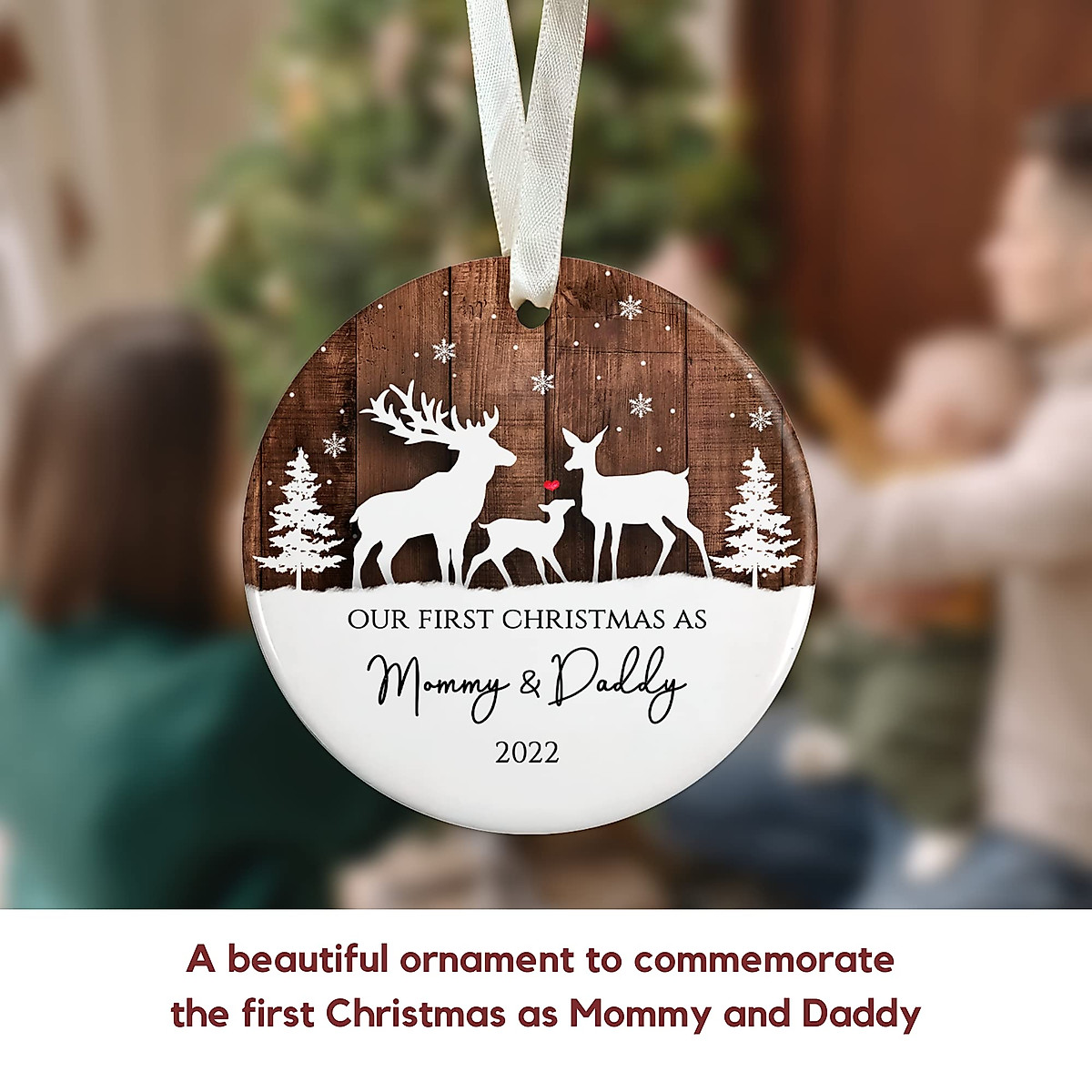 Family Christmas Ornaments - First Time Parents Gifts for Christmas - New Mom Gift, First Time Mom Gift - First Time Dad Gifts - Babys First Christmas - First Christmas as Mommy and Daddy Ornament