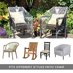 Tudomro 4 Pcs Outdoor Plastic Chair Cover Waterproof Armchair Cover Clear Dust Proof Plastic Couch Cover for Furniture Sofa Chair Couch Recliner Furniture Storage and Moving, 37 x 30 x 30 Inch