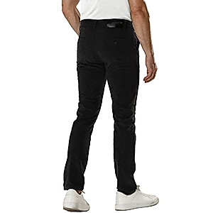 GINGTTO Black Corduroy Pants Men Slim Fit,Flat-Front Casual Pants Business Men Size 36