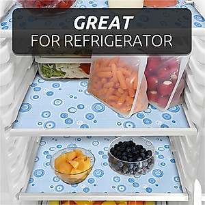 FIFTY FEET 12X120 Inch Shelf Liner for Kitchen Cabinets, PVC Drawer Liner for Dresser Non-Slip Bathroom, Non-Adhesive Cabinet Liner Washable (Blue Bubble)(1 Roll)