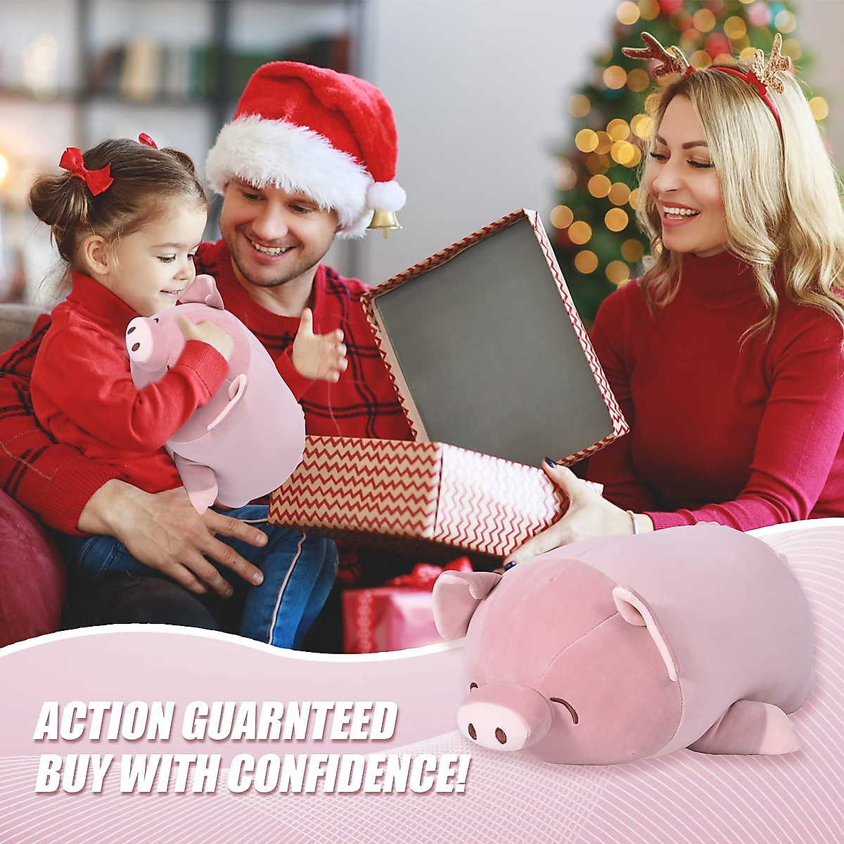 OULV Cute Pig Stuffed Animal Plush Doll Toy, Soft Fat Pig Plushes Hugging Pillow Gifts for Bedding, Kids Birthday, Valentine, Christmas Room Decoration (15.7inch)…