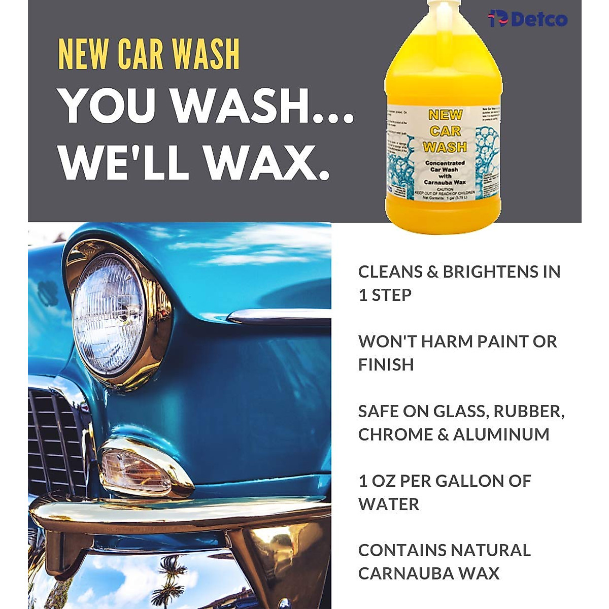 New CAR WASH - Concentrated Soap with Carnauba Wax for RV, School Buses, ATV, Boat, Motorcycle, Detailing, Cleaning- 1oz. per Gallon