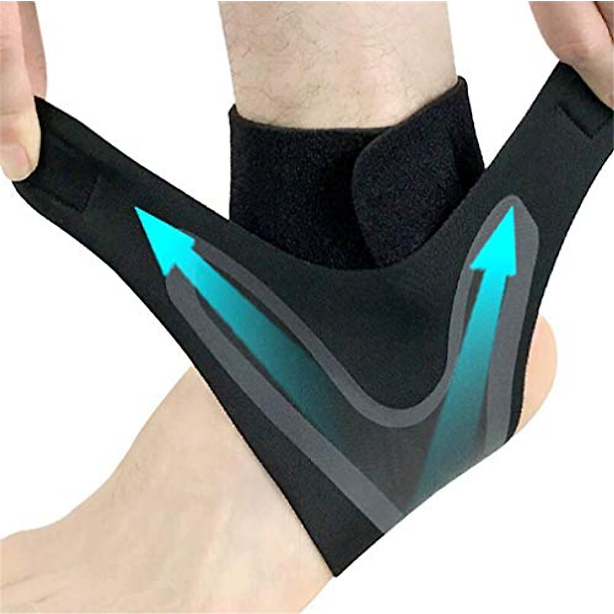 Ankle Brace Support Sleeves, 1 Pair Adjustable Elastic Sports Ankle Brace Sleeves, Ankle Fixation Bandage for Relieve Pain Exercise Arthritis Metatarsal Fasciitis Arch Support Basketball (L)