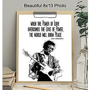 Jimi Hendrix Poster,- Inspirational Wall Art Print - Graffiti Street Art, Urban Home or Wall Decor - Gift for 60's Music, Woodstock Fans, Guitarists, Musicians - 8x10 Quote Photo Picture