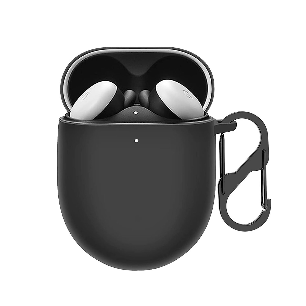 HXFRTYU Case Compatible with Google Pixel Buds Pro, Soft Silicone Shockproof Protective Cover with Carabiner Accessories, Black