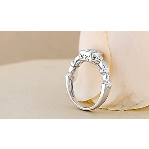 Dazzlingrock Collection 0.11 Carat (ctw) Round White Diamond Women Bridal Cluster Engagement Ring, Sterling Silver, Size 8.5