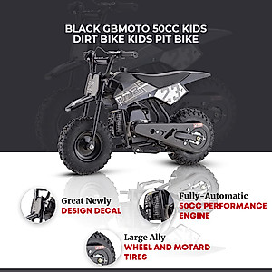 GBmoto Black 50cc Kids Pit Bike, 2-Stroke Gas Dirt Bike