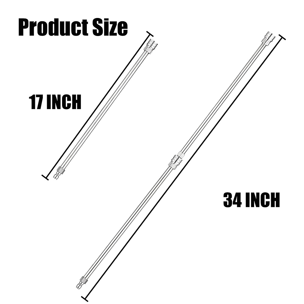 JOEJET Stainless Steel Pressure Washer Extension Wand 17 Inch, Pressure Washer Couplers