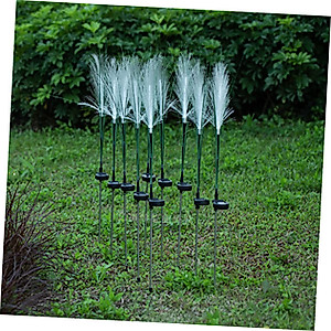 ABOOFAN Fiber Optic Reed Light Solar Garden Light Solar Path Lights Fiber Optic Garden Lights Solar Lights Outdoor Decor Garden Lights Solar Powered White Stainless Steel Led