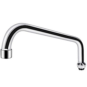 COOLWEST 14” Swivel Nozzle Spout Replacement Part for Commercial Kitchen Sink Faucet, Long Swing Nozzle for Faucet Working on 3 Compartment Sinks, Brass Constructed, Chrome Polish