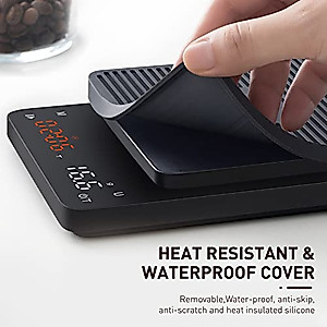 BAGAIL Kitchen Scale with Timer, 0.1g High Precision Coffee Scale, Drip Espresso Scale with Auto Tare, Touch Sensor and Silicone Cover - 6.6 lbs/3 kg