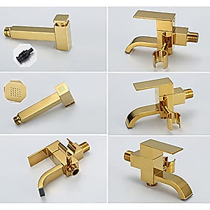 ifgswopq Handheld Bidet Sprayer with Tap Attachment Cold Water Bidet Shower Head and Hose Toilet Jet Spray for WC Brass Gold Toilet Douche Spray Kit,1.5m ()